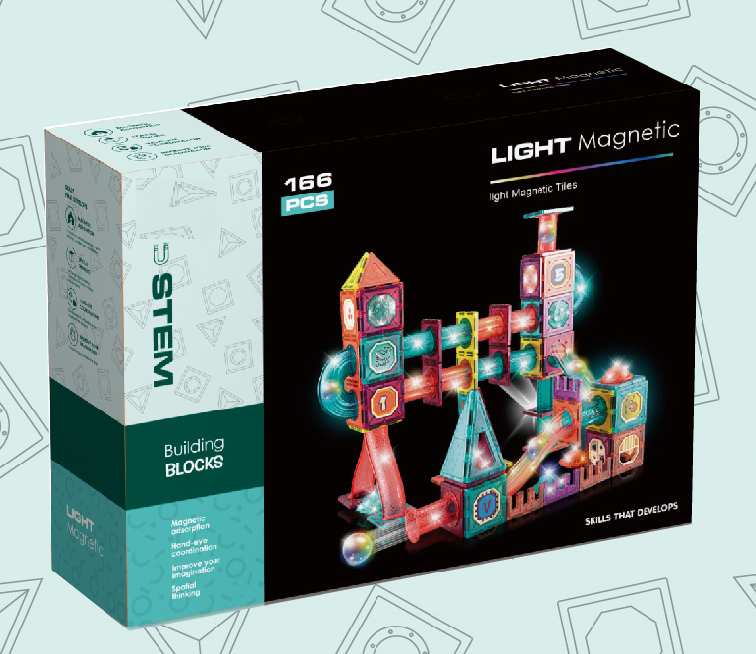 Labirintul meu magnetic cu lumini - 166 piese (7.5 cm)