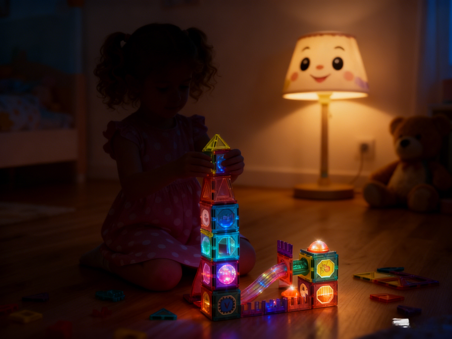 Labirintul meu magnetic cu lumini - 166 piese (7.5 cm)